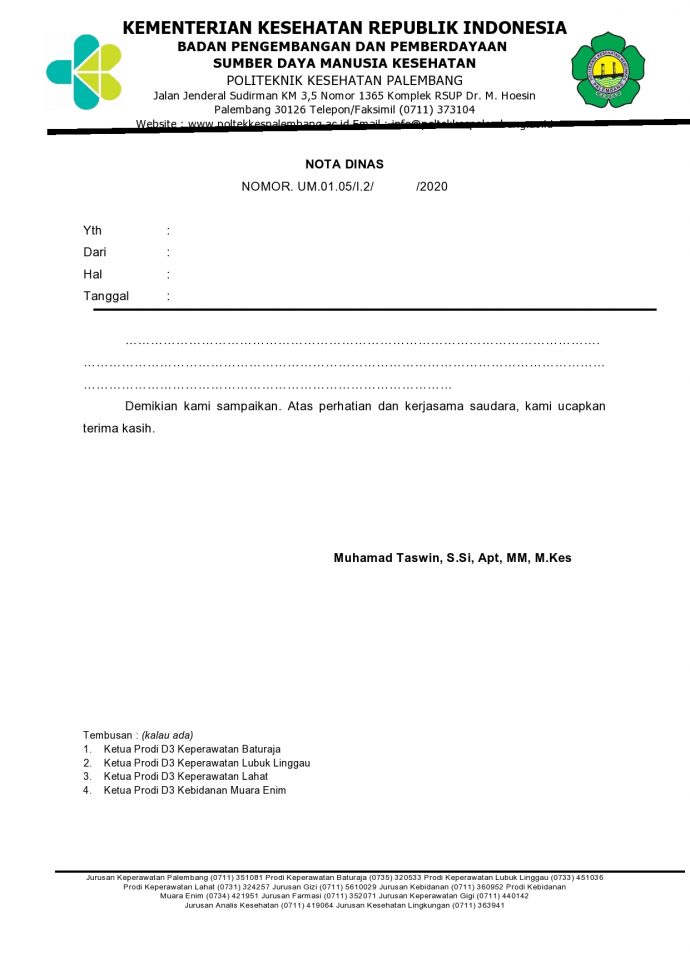 Template Nota Dinas dan Surat Dinas Poltekkes Palembang – Politeknik ...